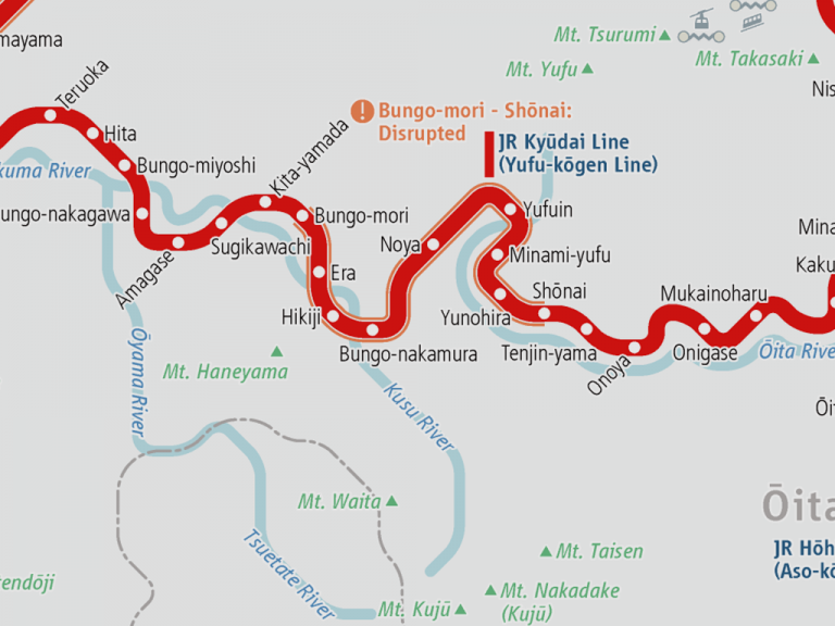Disrupted operation on partial sections of JR Kyūdai Line and Hisatsu ...
